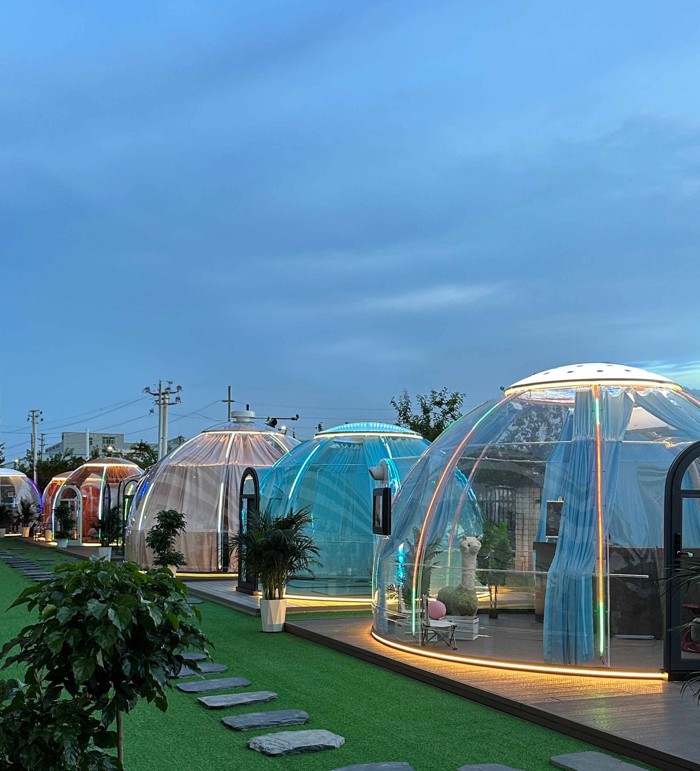 Glamping Garden Homes Prefab Tents Polycarbonate Double Dome House